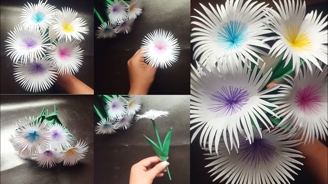 How to make white flowers/White paper flower making /Paper crafts/Home ...