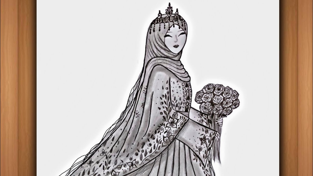 How to draw a bride girl-pencil Sketch Tutorial ||Muslim bridal - YouTube