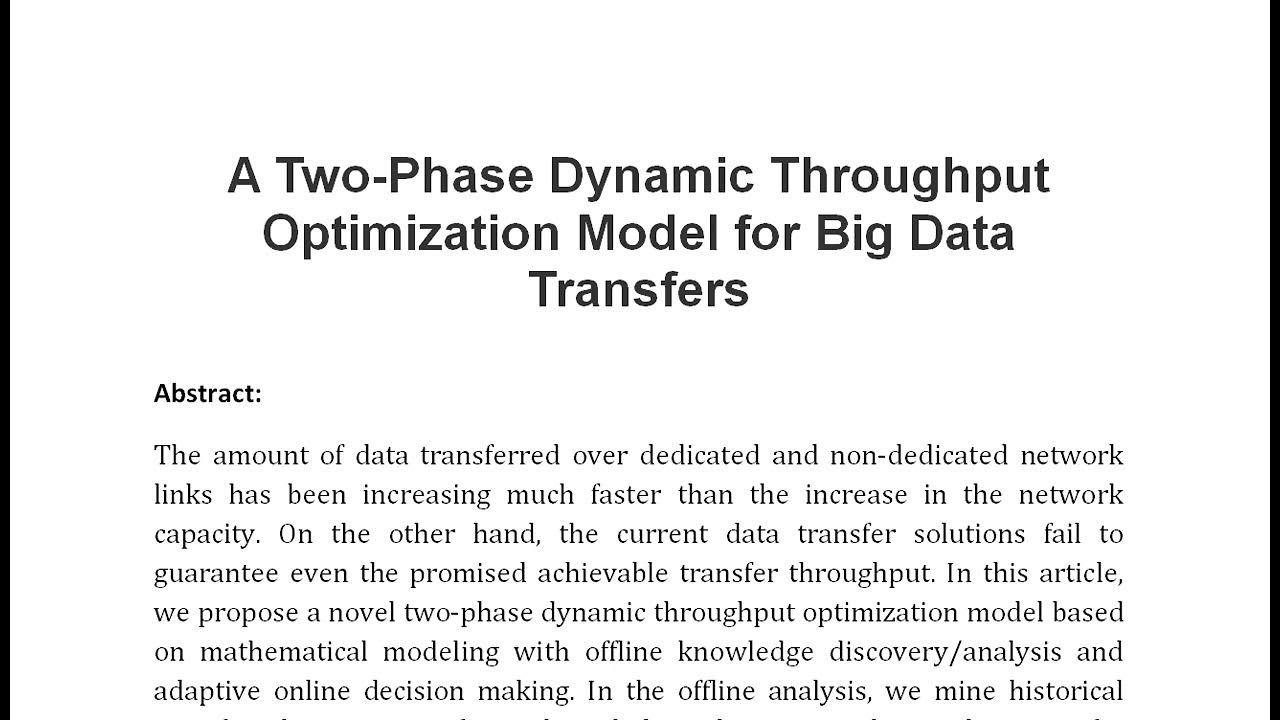 A Two Phase Dynamic Throughput Optimization Model for Big Data ...