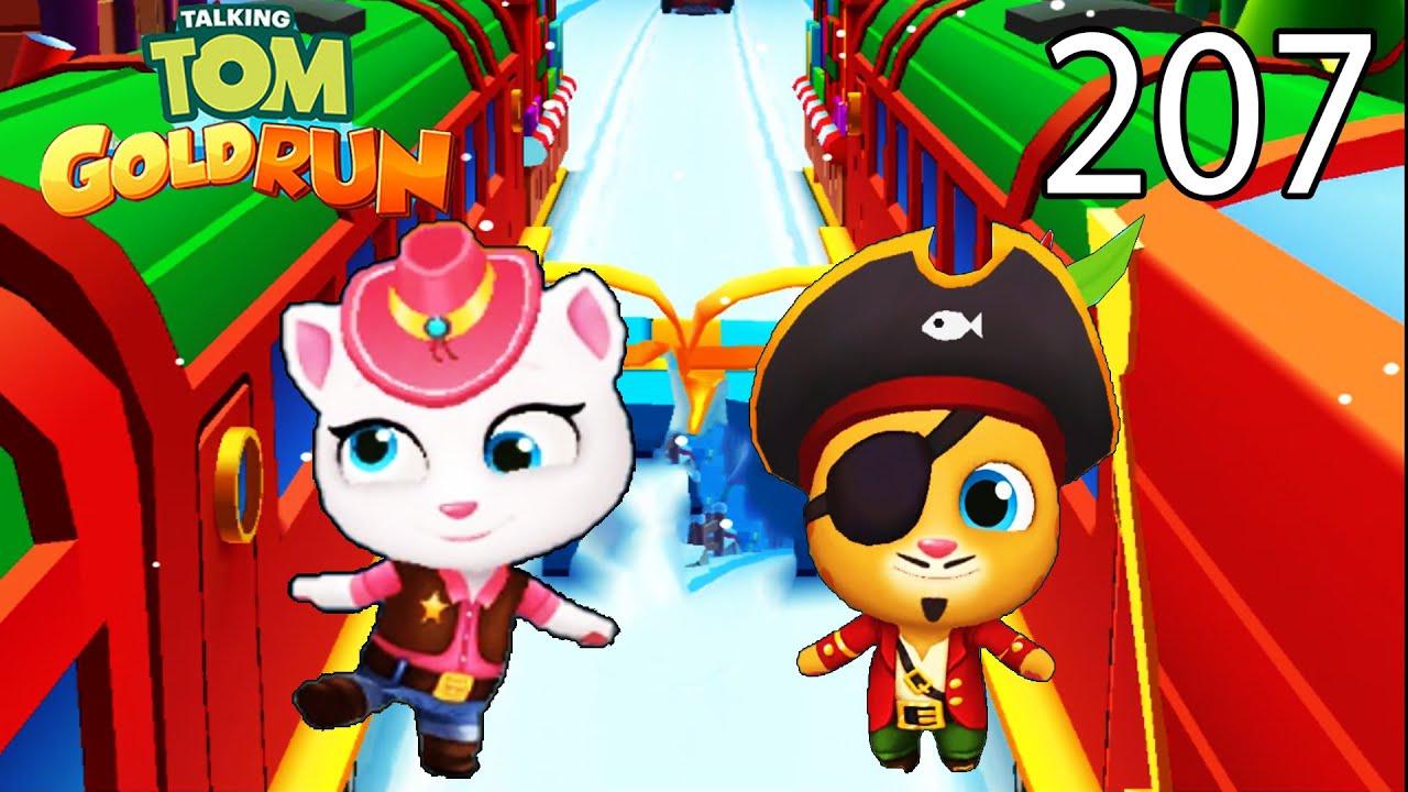 Talking Tom Gold Run Caw Boy Angela Vs PIRATE GINGER Part 207 - YouTube
