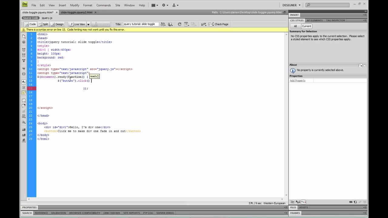 Getting Started With Jquery How To Use Slidetoggle Youtube