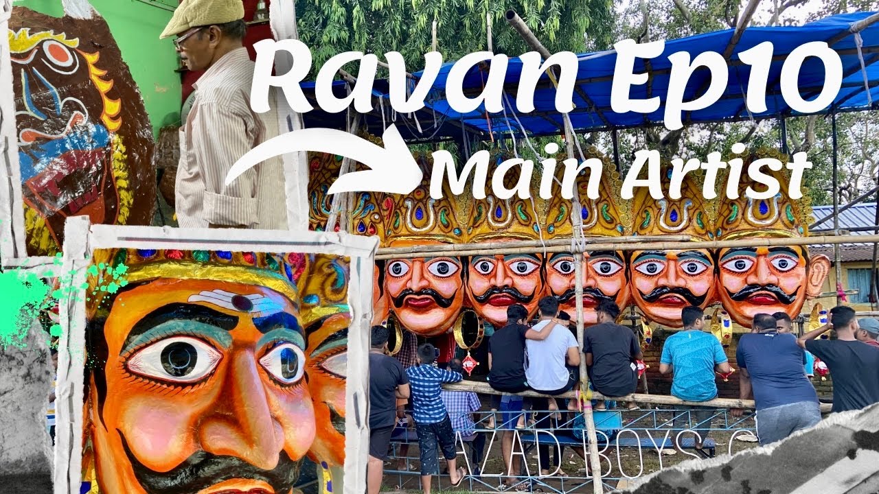 Making of Ravan for Dussehra Mela || Lifting the face of Ravan : Ravan ...