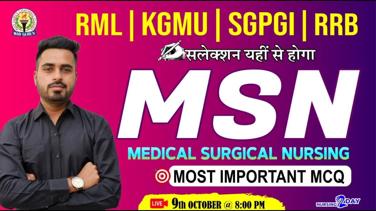 MSN Most Important MCQs | RML, KGMU, SGPGI, RRB Nursing Exam ...