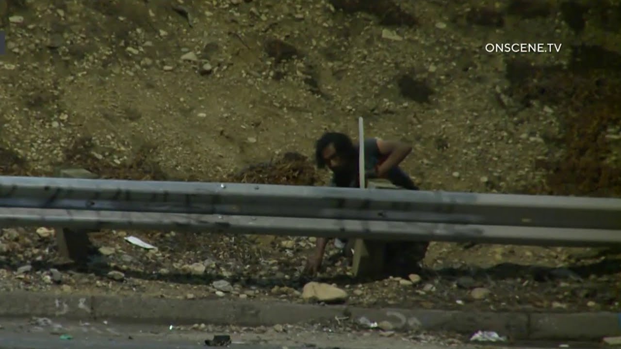 Man caught throwing rocks at drivers on 110 Freeway - YouTube
