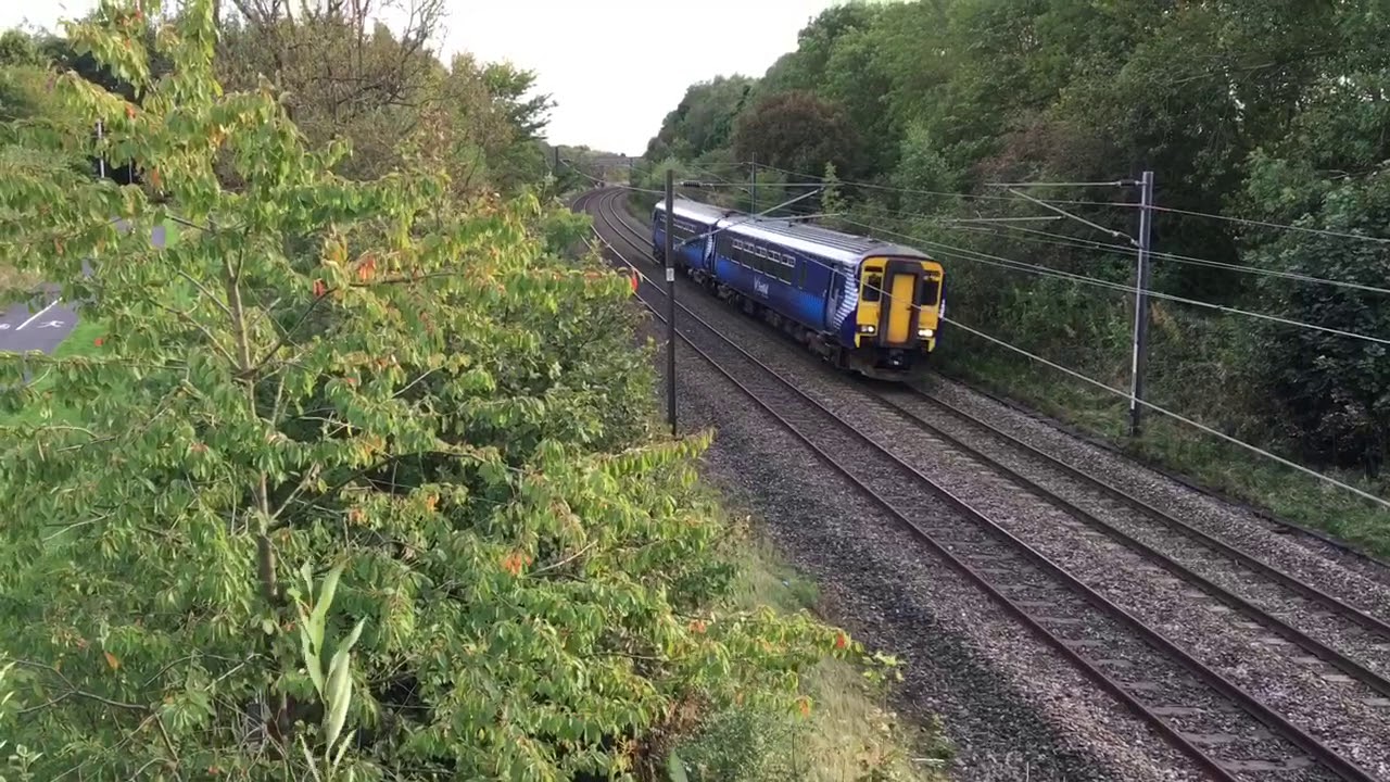 Trains on the bridge at Cramlington - YouTube