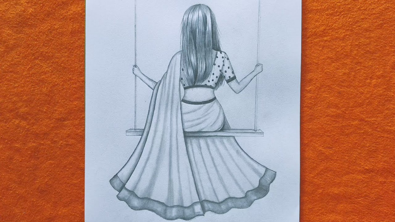 Beautiful Girl Backside Drawing Step by Step || How_To_Draw_Girl Pencil ...