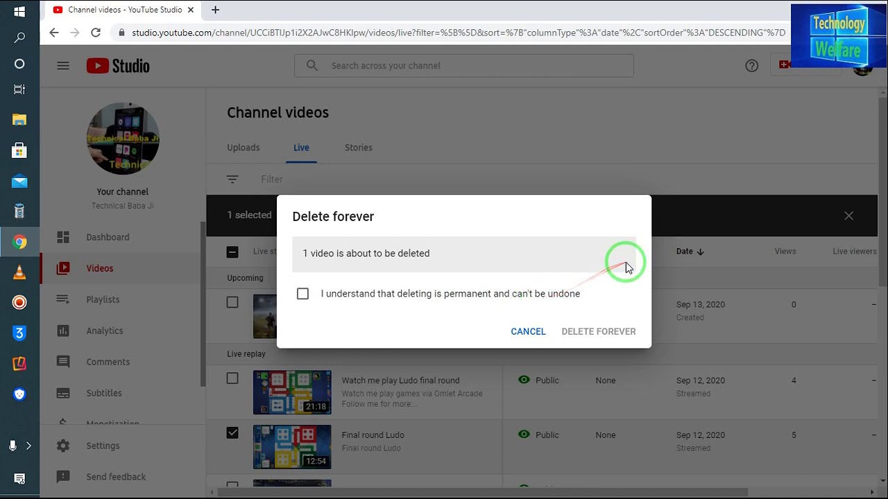 How to delete permanent live stream video from YouTube - YouTube