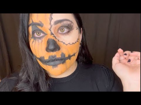 Easy Half Face Jack O Lantern Makeup Look - YouTube