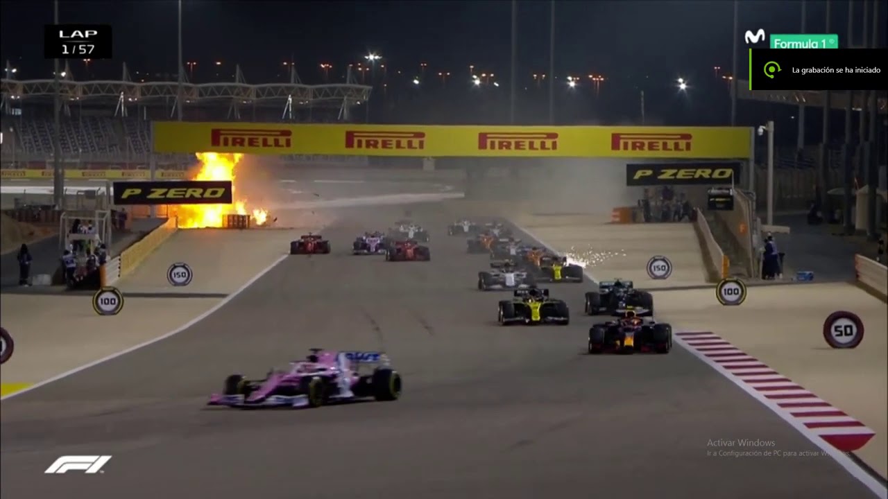 HUGE FIRE CRASH F1 GP BAHRAIN ROMAIN GROSJEAN - YouTube