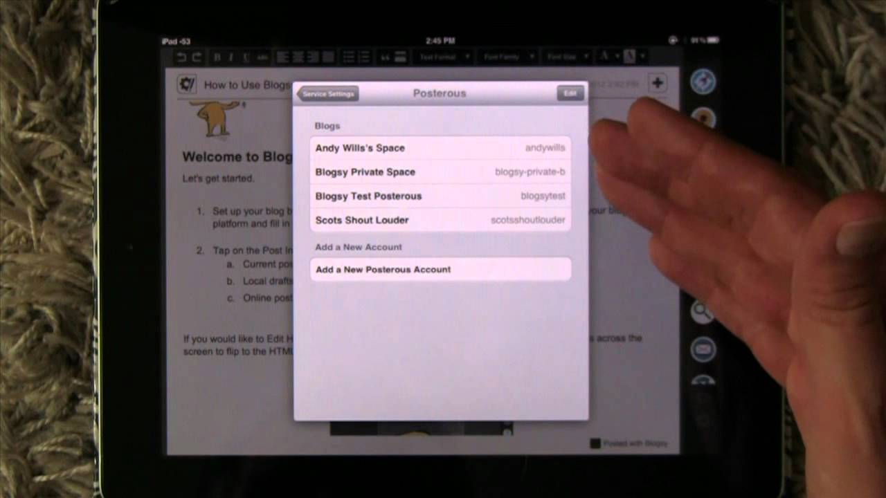 Blogsy - Setting up Accounts - YouTube