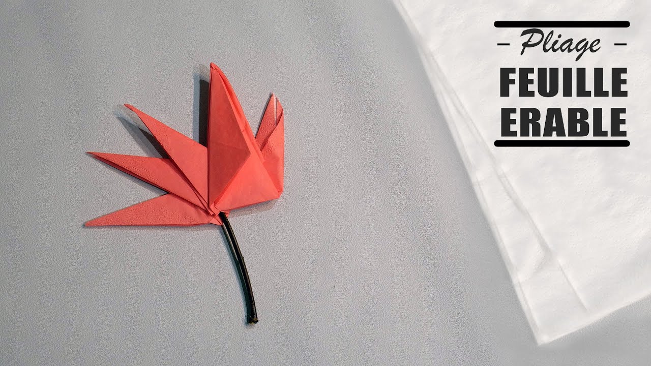 pliage serviette feuille érable origami - YouTube