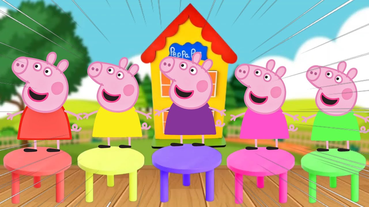 PEPPA PIG EM 5 FIVE LITTLE MONKEYS ON THE BED | PEPPA PIG EM CINCO ...