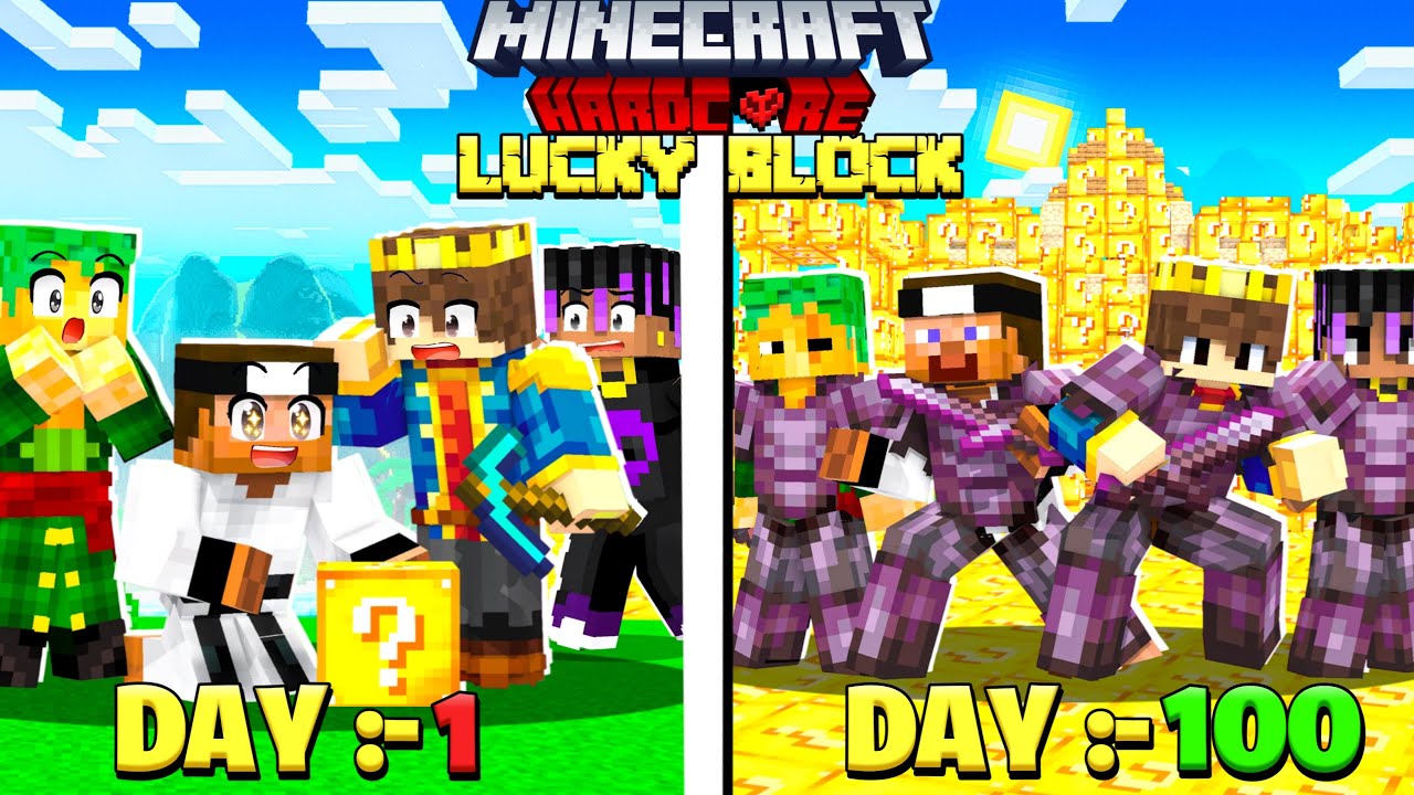 100 Days on LUCKY BLOCK WORLD in Hardcore Minecraft 😰 - YouTube