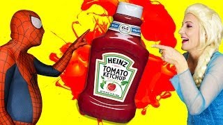 Spiderman vs Hulk KETCHUP PRANK w/ Frozen Elsa & Anna, Batman - Funny ...