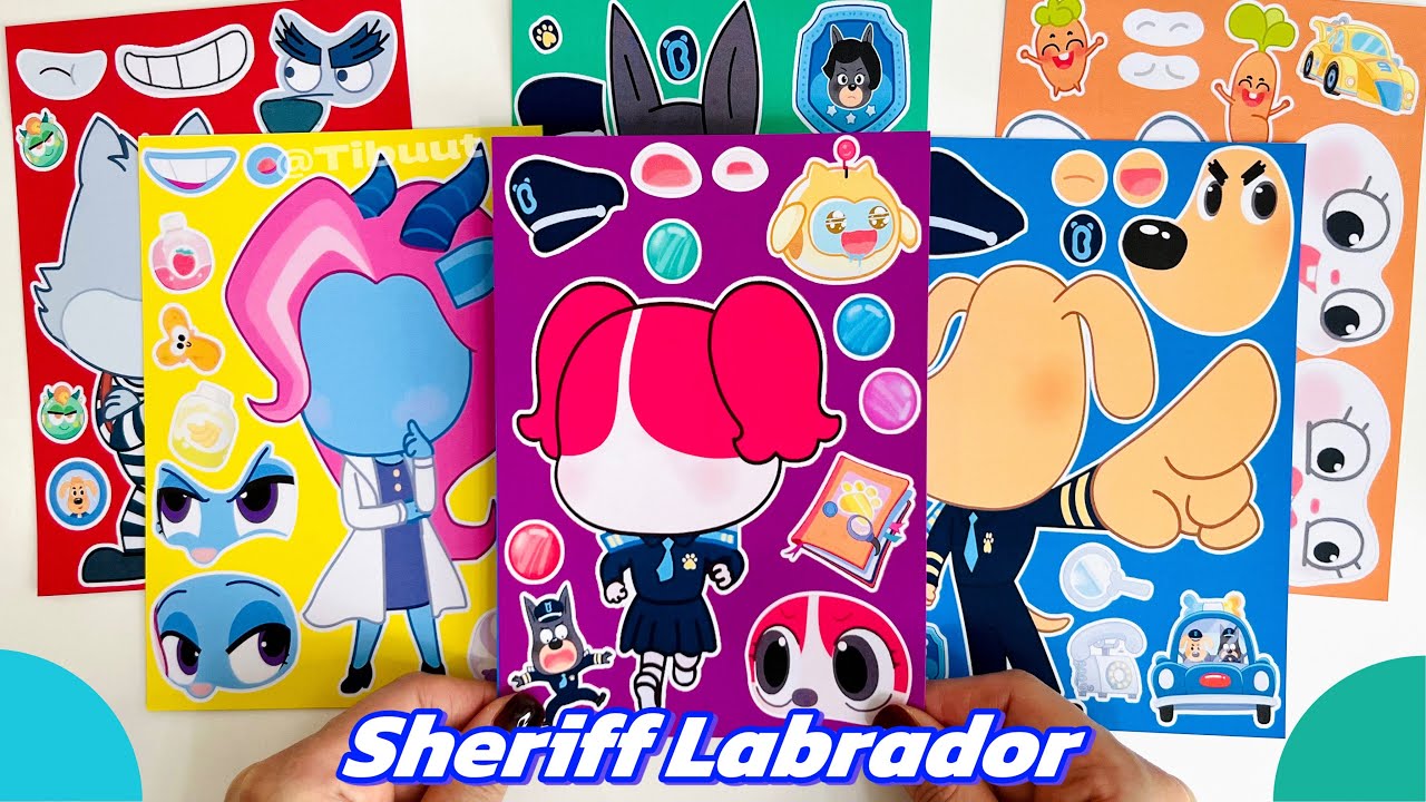 Sheriff Labrador Paper DIY sticker book 🚔 래브라도 경장 파피용 안텔 - YouTube