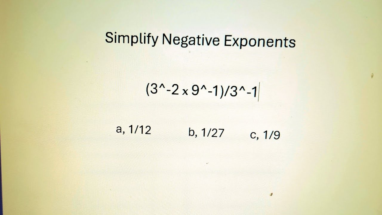 Simplifying Negative Indices and Fractional Exponents - YouTube