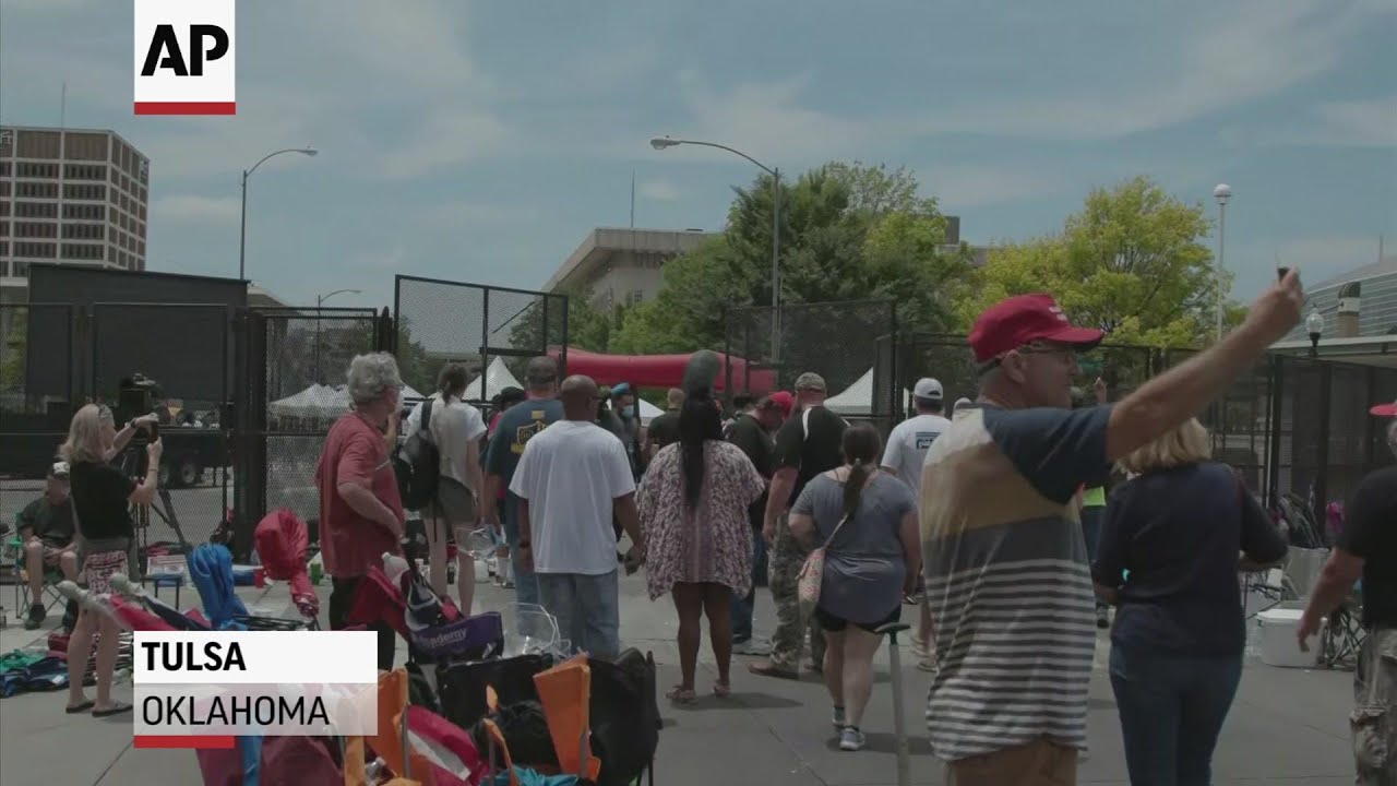 Trump supporters arrive early for Tulsa rally - YouTube