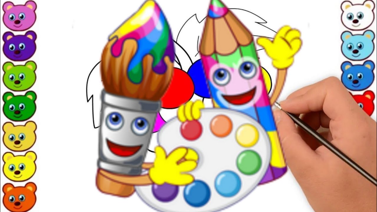 Learn colours by drawing for kids/how to draw on coloring books/ learn ...