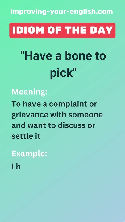 Have a bone to pick - Idiom of the Day - YouTube