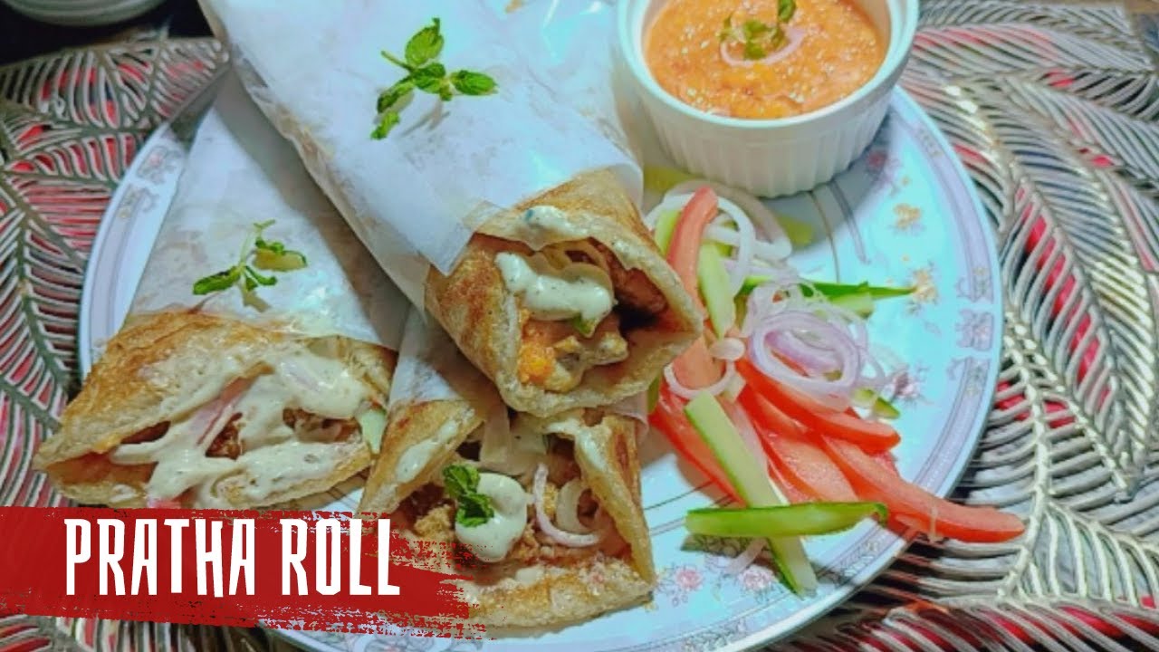 Chicken tikka pratha roll recipe | chicken mayo chutney pratha roll ...