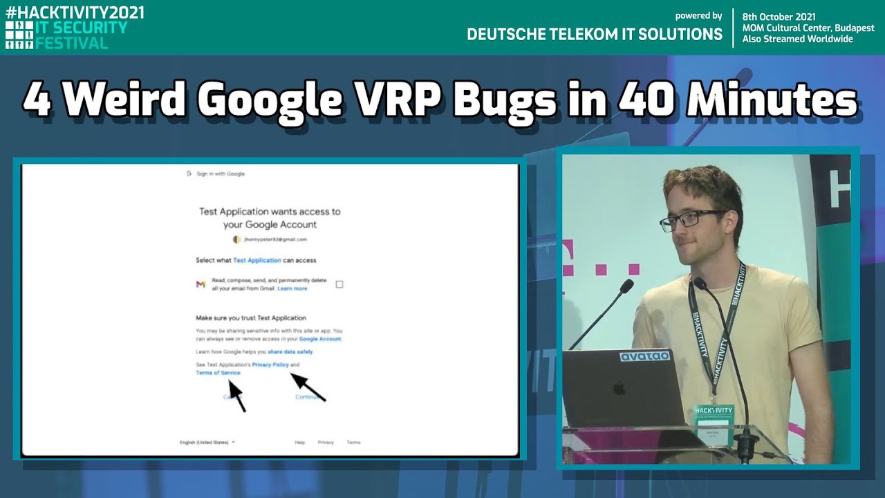 #Hacktivity2021 // 4 Weird Google VRP Bugs in 40 Minutes - YouTube