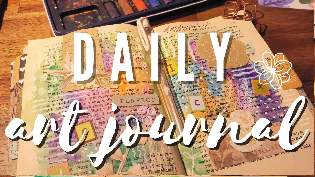 🍭 Day 17 Easy Art Journal on old book pages #100dayproject l Art ...