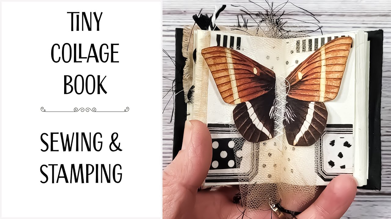 Tiny Collage Book 🌸 Using Tulle on Butterfly Wings, Easy Paper Weaving and Stamping on a Tiny ...