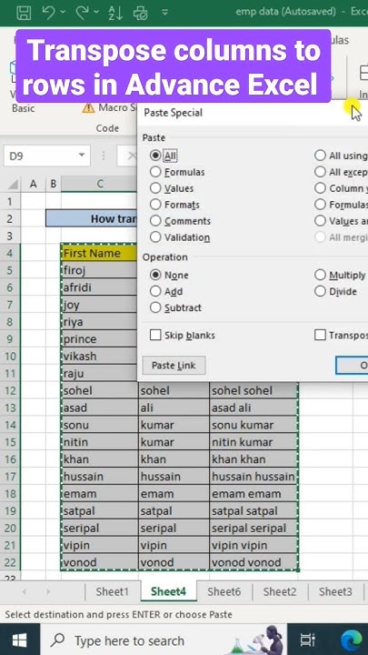 how to transpose columns to Rows in advance Excel #excel #exceltips #exceltricks ...