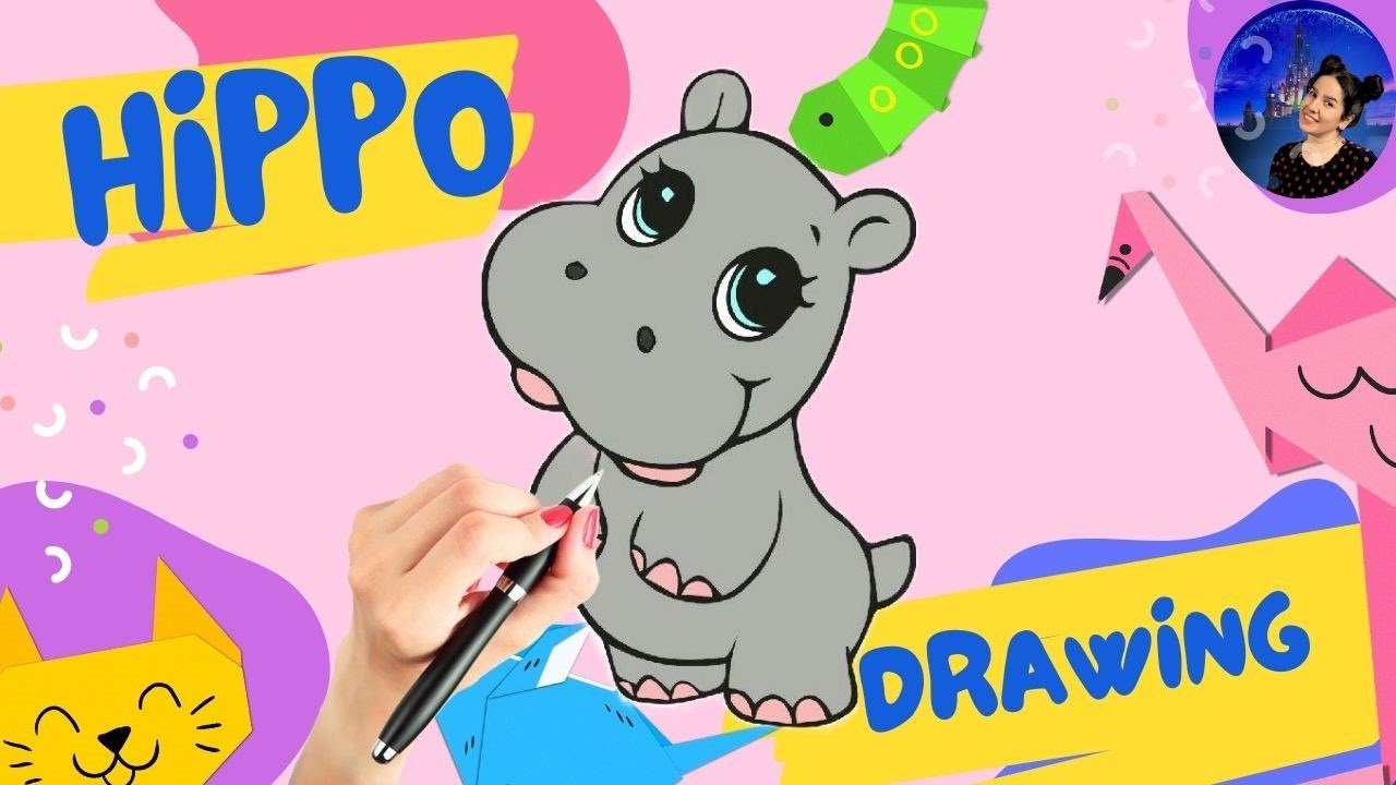 How to draw Hippo Easy and Step by step coloring. Hippo drawing - YouTube