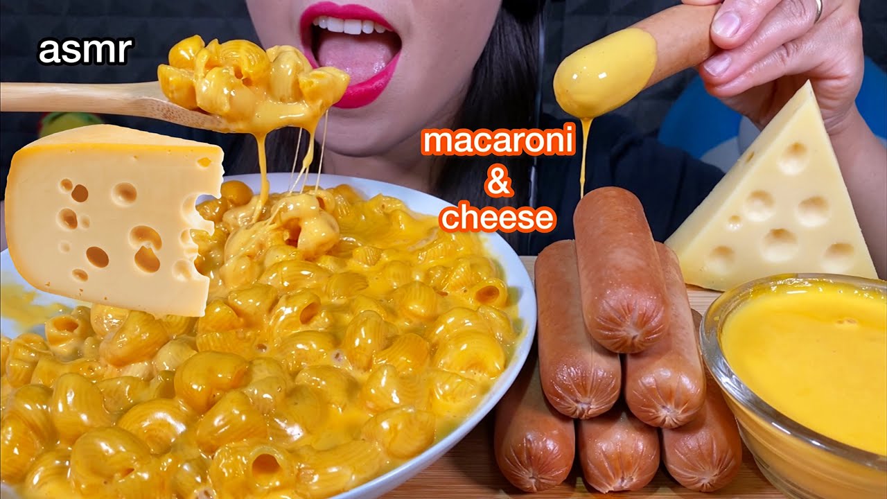 ASMR CHEESIEST MACARONI & CHEESE, SAUSAGES 먹방 MUKBANG MASSIVE Eating ...