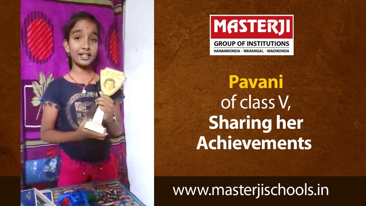Pavani of Class V | Sharing her Achievements | Masterji High School, Madikonda Branch - YouTube