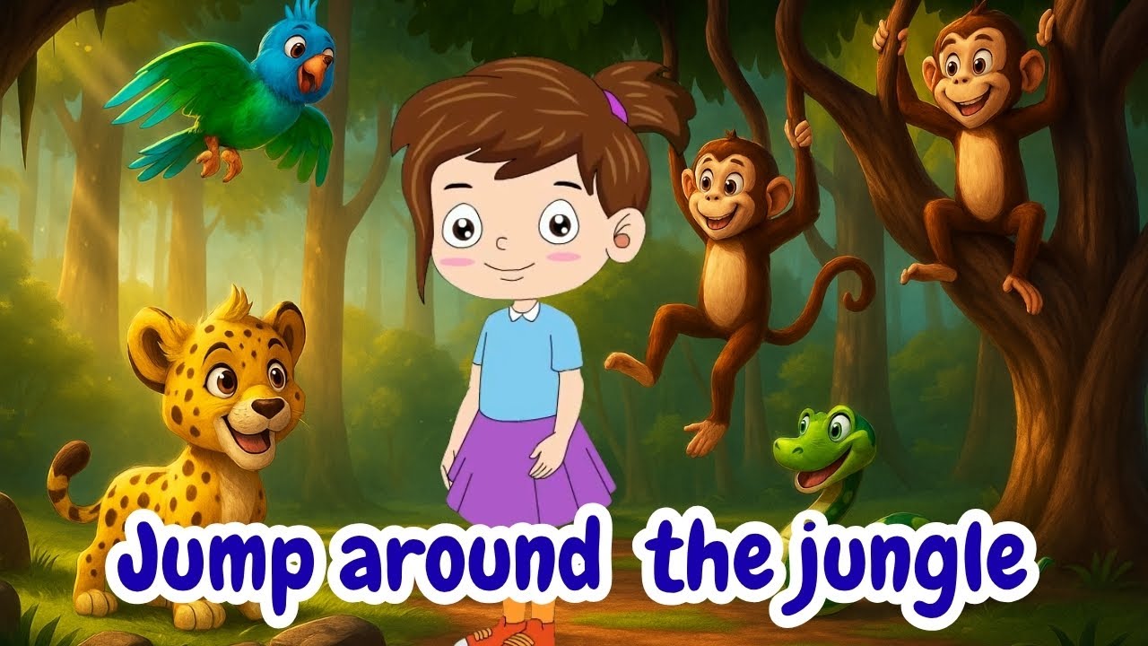 JUMP AROUND THE JUNGLE SONG FOR KIDS || Fun Jungle Animal Dance ...
