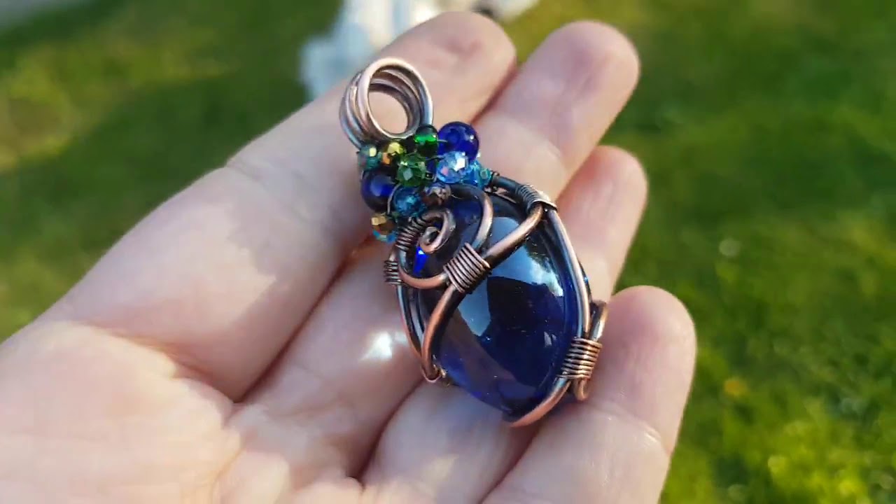 Copper Wire Wrapped Blue Glass Pendulum by DeeArtist, 2020 - YouTube