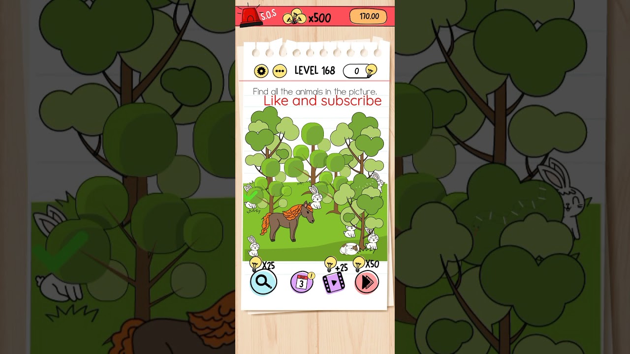 Brain test level 168.( Find all the animals in the picture.) - YouTube