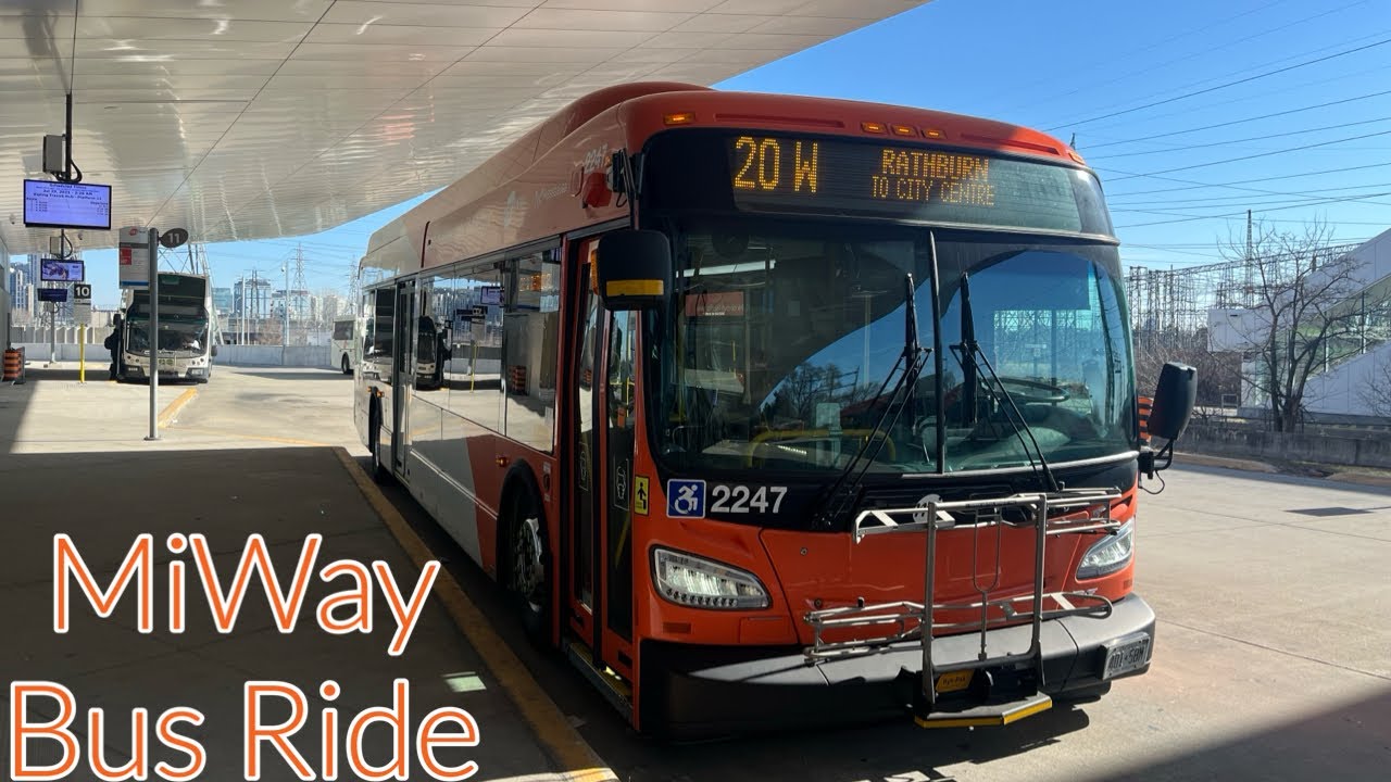 Mississauga MiWay 20 Rathburn Bus Ride - Full Route Westbound 3/1/2024 ...