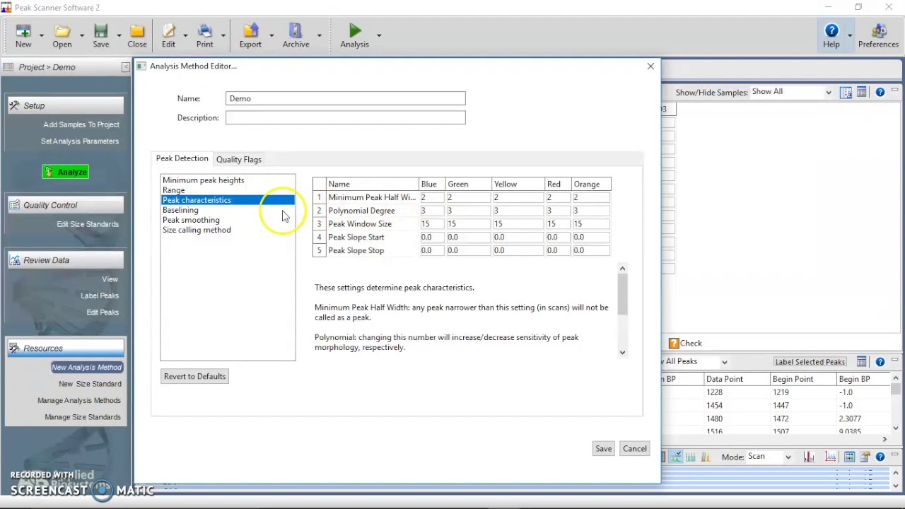 PS04: Peak Scanner Tutorial: manage analysis method - YouTube