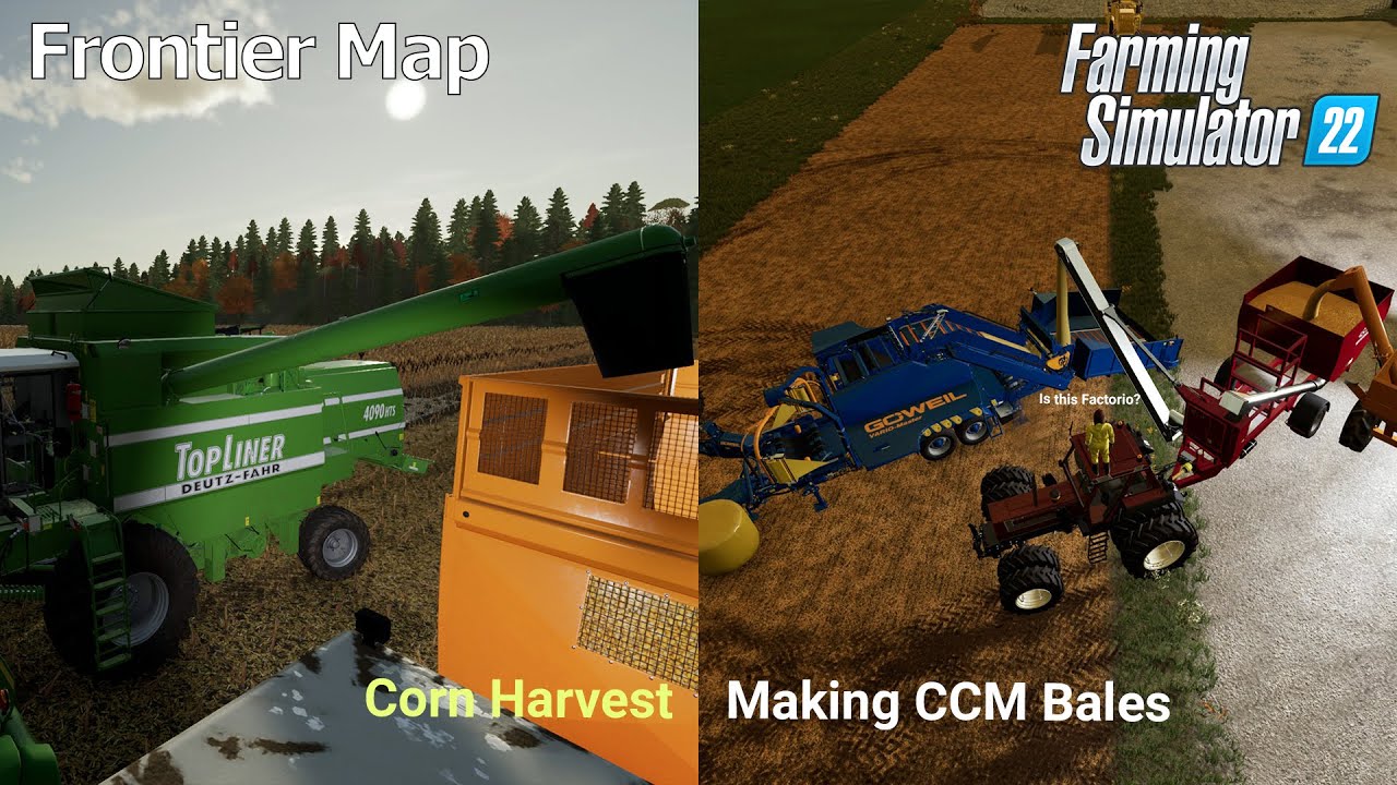 Farming Simulator 22 - Frontier Map - First Person Corn Harvest making CCM bales | Maizeplus ...