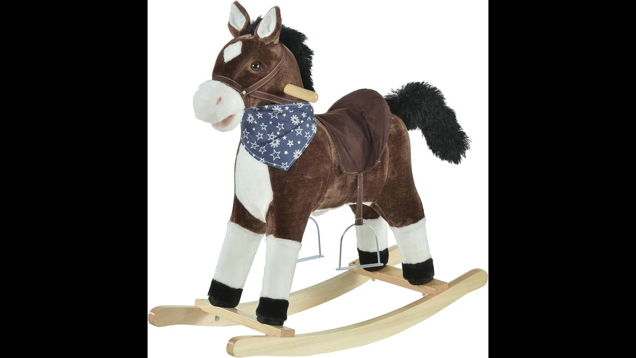 Qaba Kids Plush Ride-On Rocking Horse Toy Cowboy Rocker - YouTube