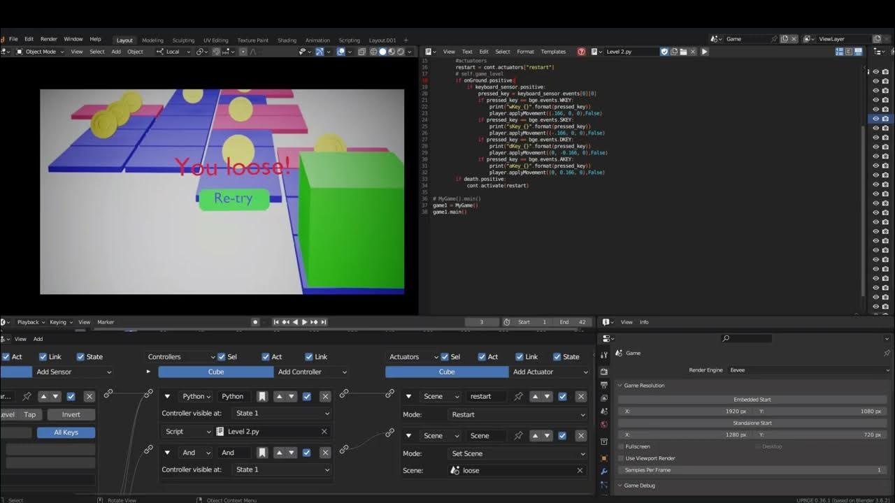 A simple game in blender UPBGE - YouTube