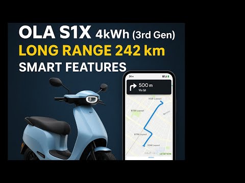 Ola S1x 4Kwh 3rd Gen. Long range 242 km app interface Ola Maps inbuilt ...