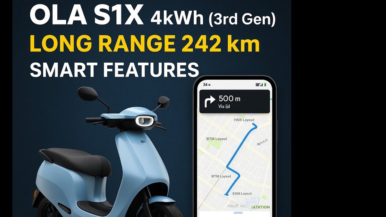 Ola S1x 4Kwh 3rd Gen. Long range 242 km app interface Ola Maps inbuilt ...