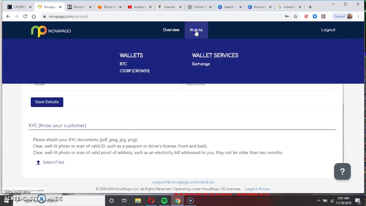 HOW TO CREATE CROWD1, EXCHANGE NOVAPAGO WALLET - YouTube