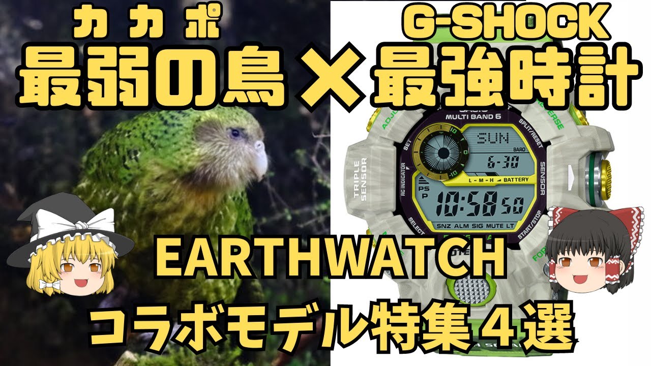 【ゆっくり紹介】G-SHOCK × EARTHWATCHコラボモデル4選をモチーフになった動物と一緒に紹介！ - YouTube