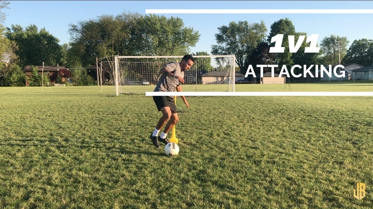 Simple Soccer Drill For 1v1 Situations - Beating the Defender! - YouTube