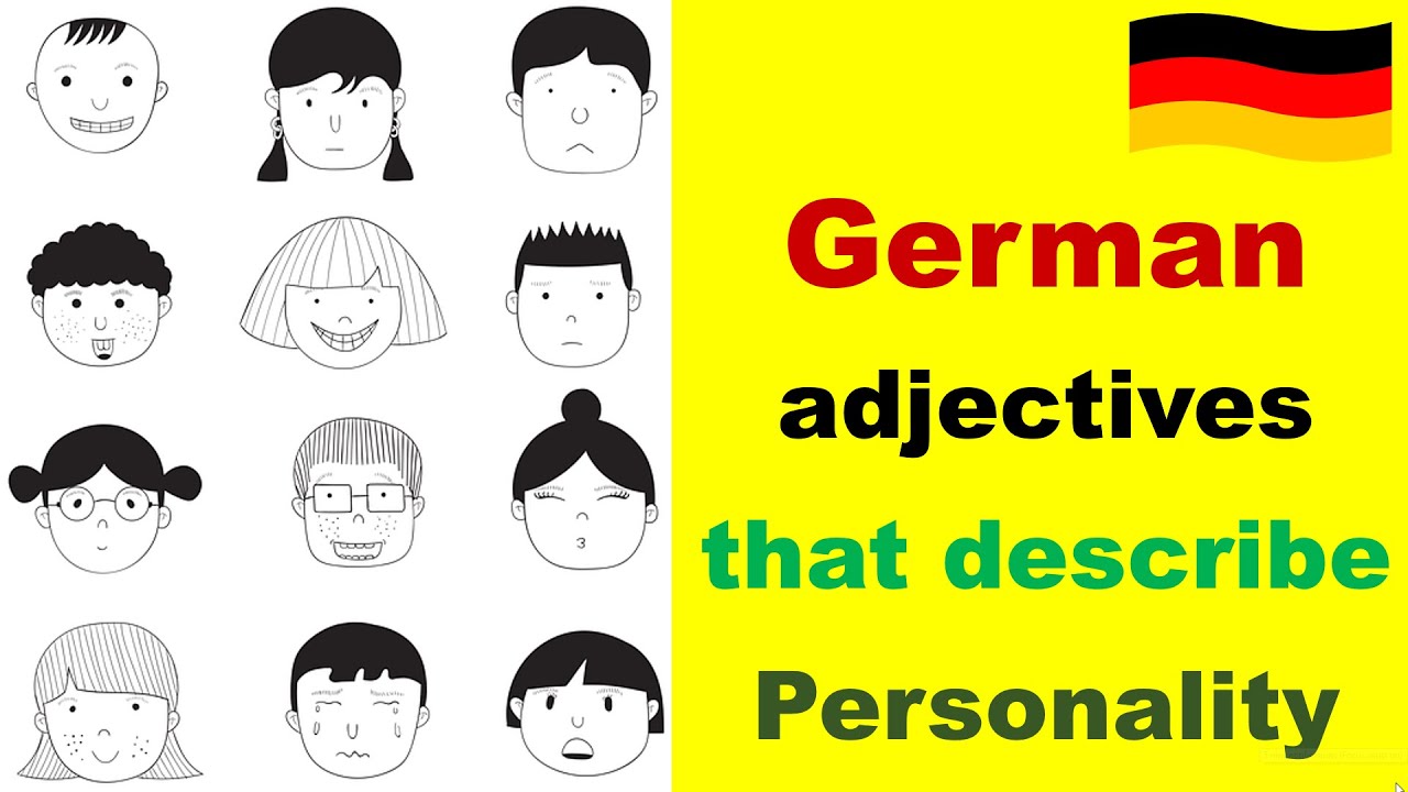 German Adjective Chart Printable A1.1 German Adjectives That Describe