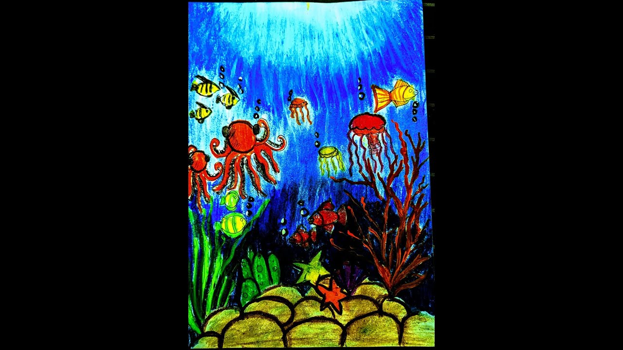 Under water drawing |Seascape| Step by step for beginners - YouTube