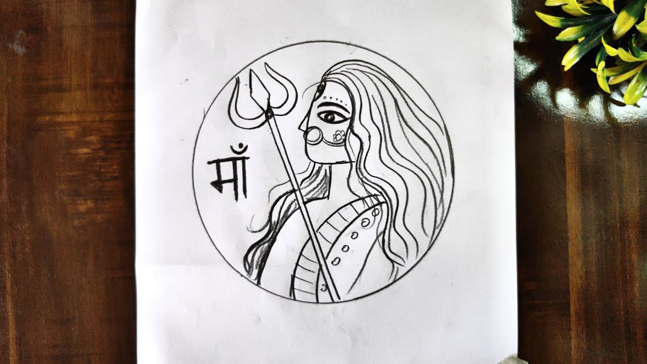 Maa Durga easy circle drawing, Navratri drawing easy, simple and ...