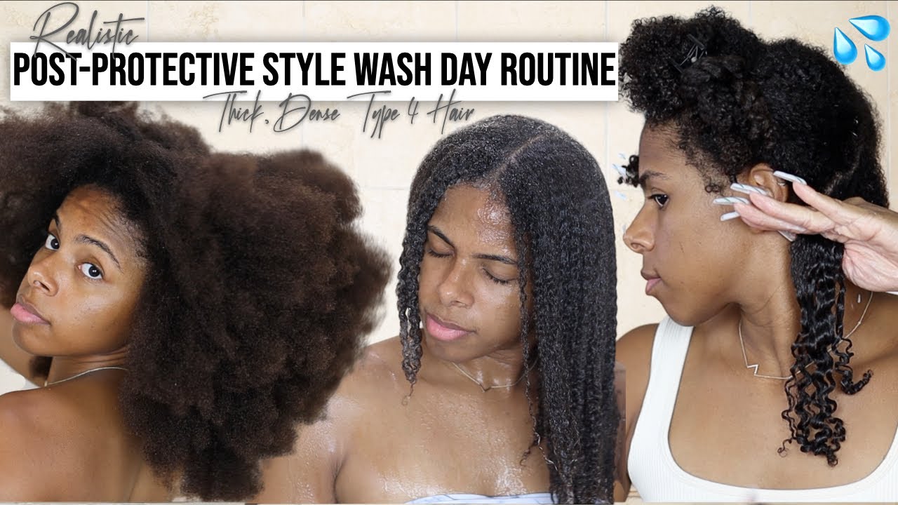 Realistic Post Protective Style Wash Day Routine 😮‍💨 | THICK Dense Type ...