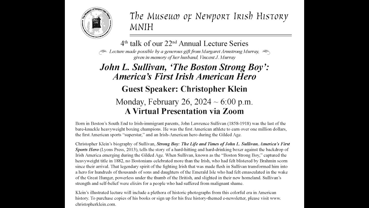 2024 02 26 John L Sullivan The Boston Strong Boy America First Irish ...