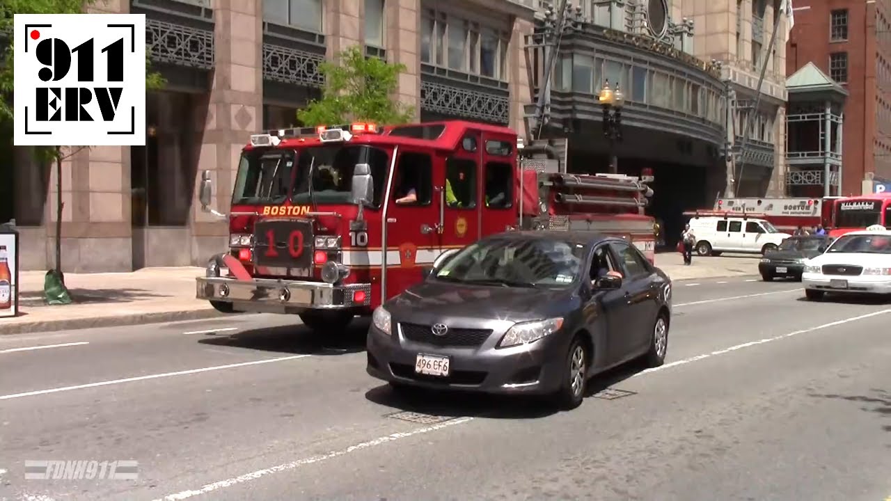 Boston Fire Engine 10 and Rescue 1 Responding - YouTube